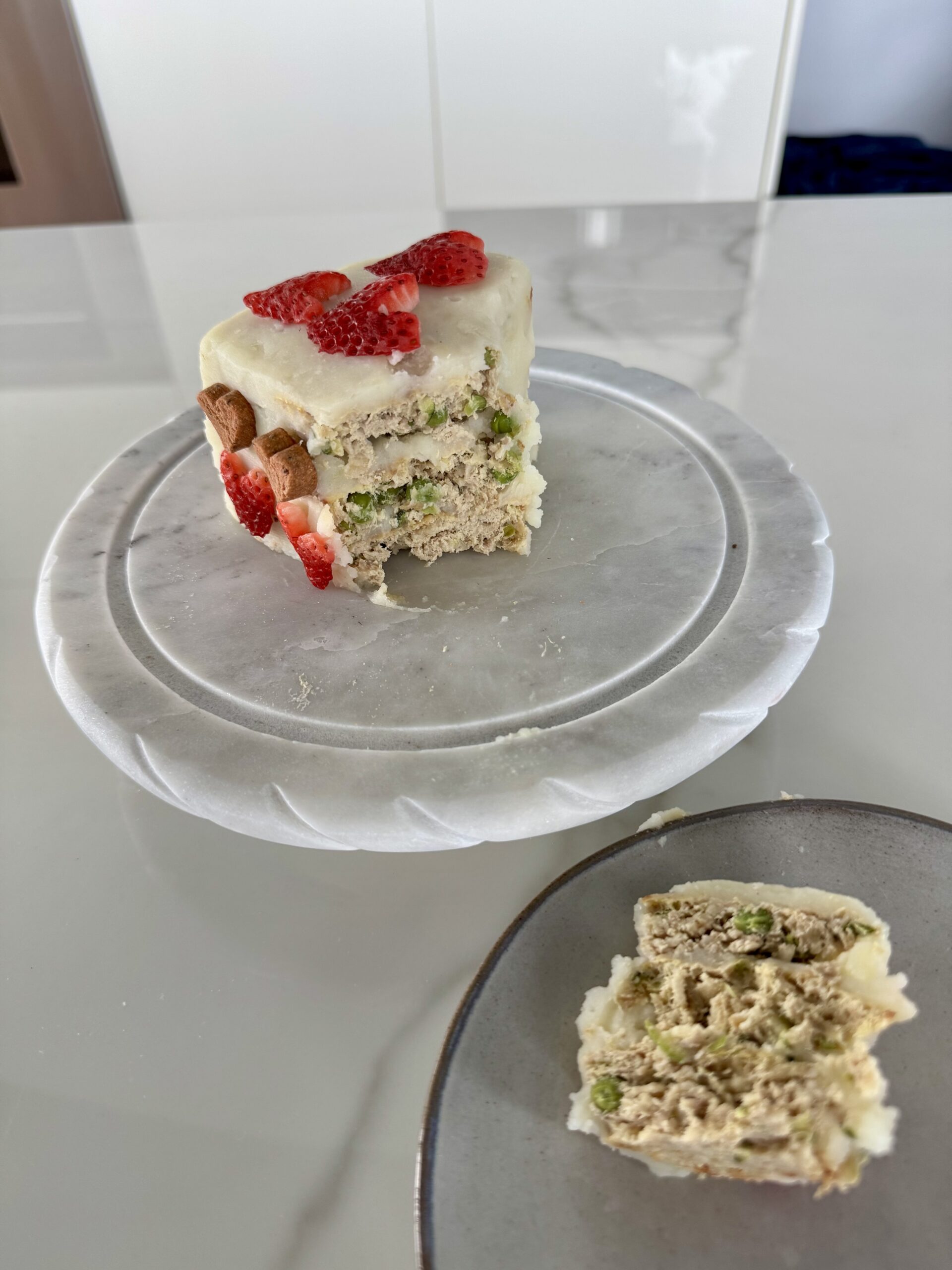 The Best Dog Birthday Cake Recipe Made With Meat - Simply Sharon and Teddy